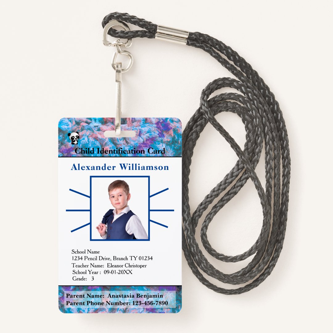 Children Kids Photo ID Identification Card Custom Badge | Zazzle