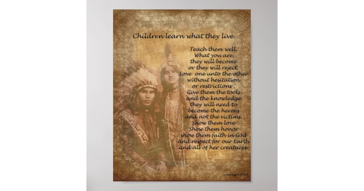 Children learn what they live Native american coup Poster | Zazzle