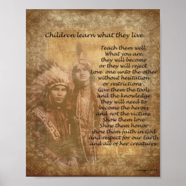 Children learn what they live Native american coup Poster | Zazzle
