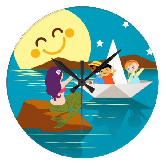 Mermaid and Dolphin Large Clock | Zazzle.com