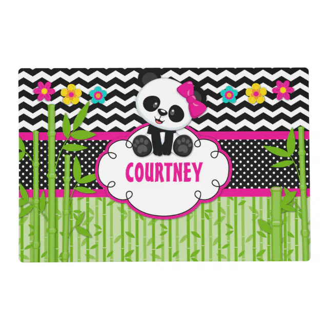 Children Panda Bear Monogram Personalized Name Placemat | Zazzle
