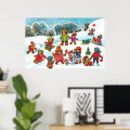 Children playing in the snow poster | Zazzle