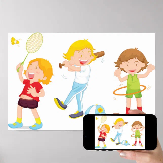 Children Playing Sports Poster | Zazzle