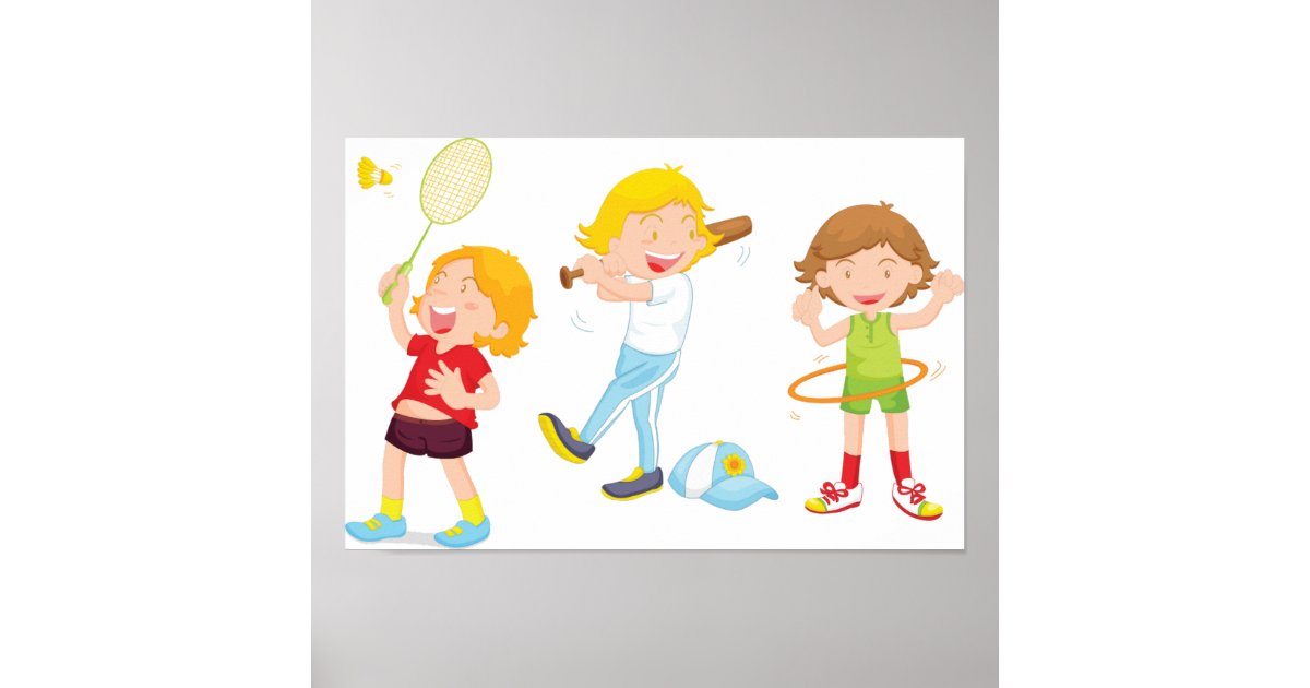 Children Playing Sports Poster | Zazzle