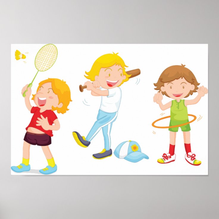 Children Playing Sports Poster | Zazzle
