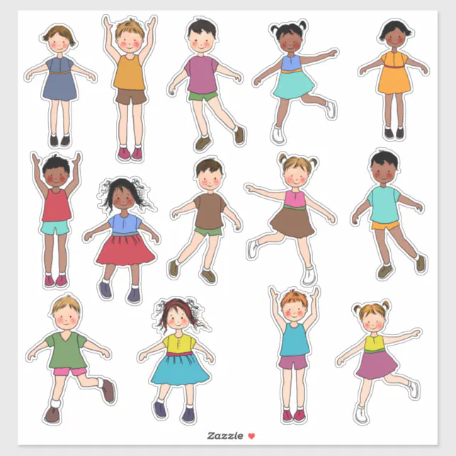 Children Playing Stickers | Zazzle