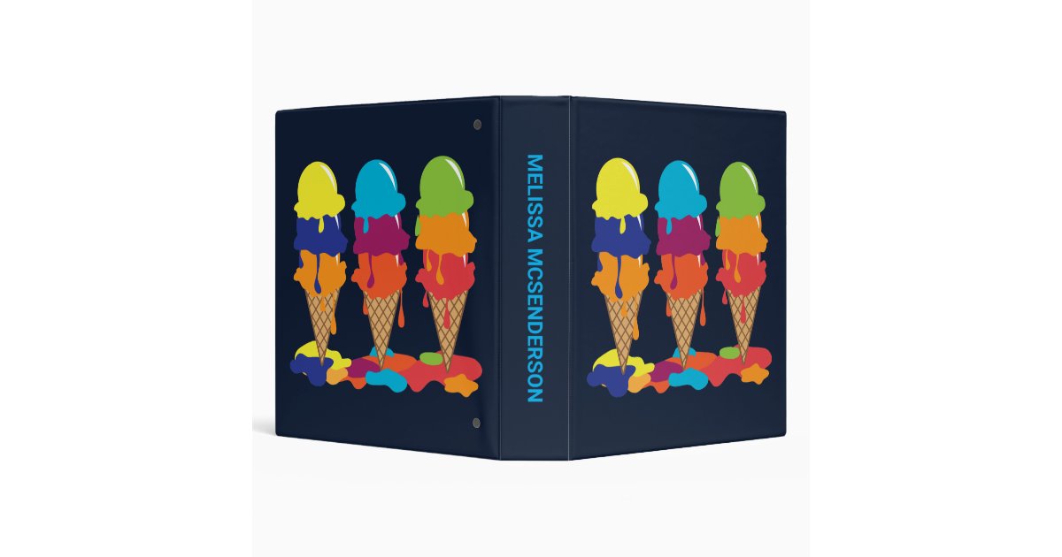 Children’s School Colorful Ice Cream 3 Ring Binder | Zazzle