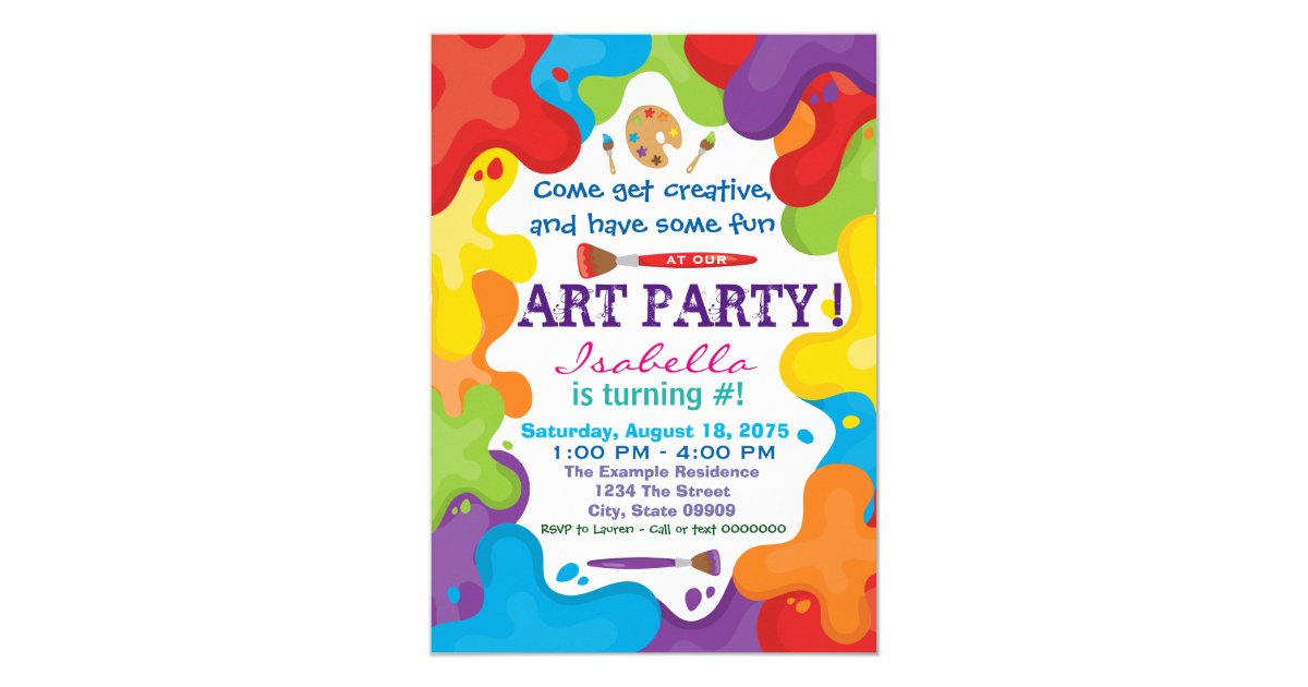 Childrens Art Party Invitations | Zazzle.com