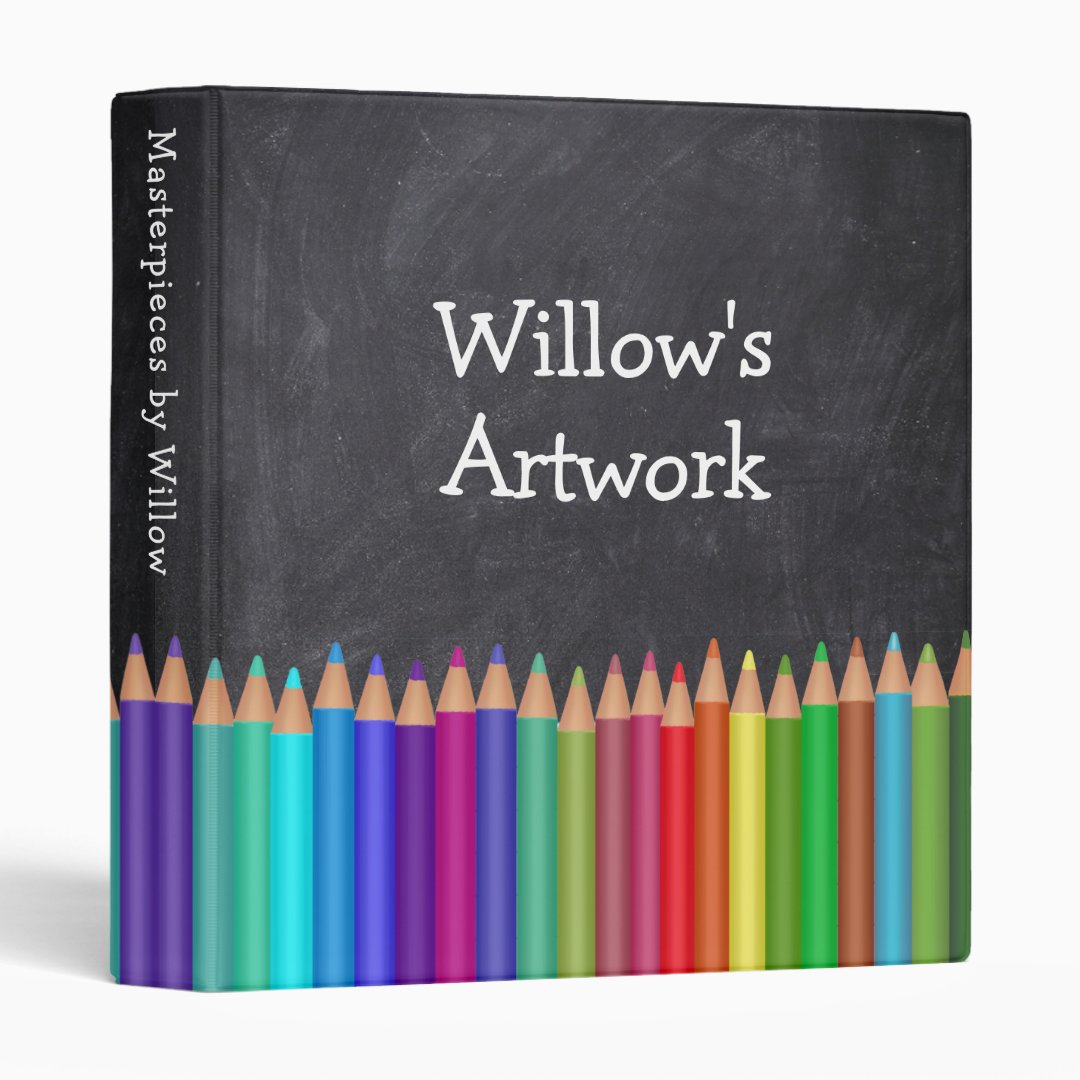 Children's Artwork Artist Keepsake Chalkboard 3 Ring Binder | Zazzle