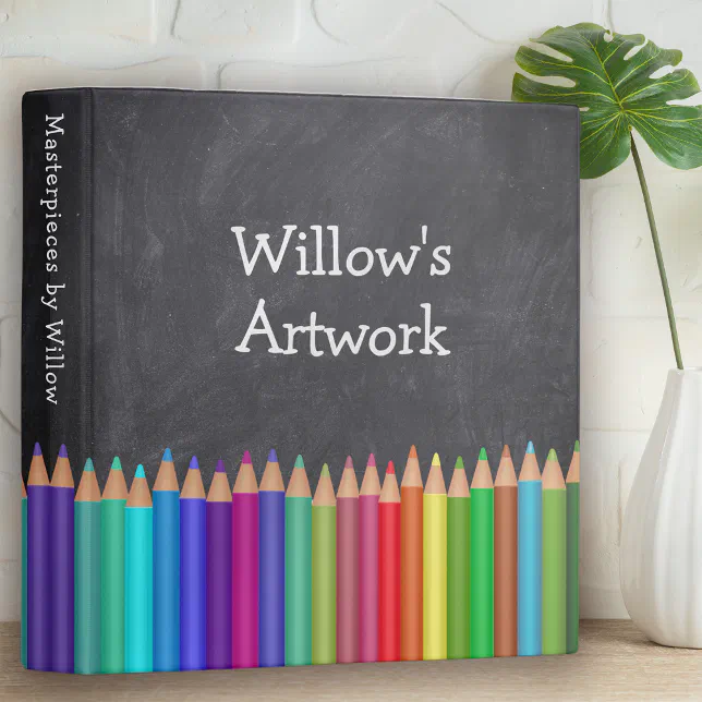 Children's Artwork Artist Keepsake Chalkboard 3 Ring Binder | Zazzle