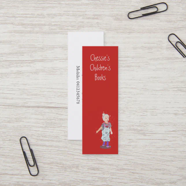 Children's Author /Toy Shop Unique Cute Red Mini Business Card | Zazzle