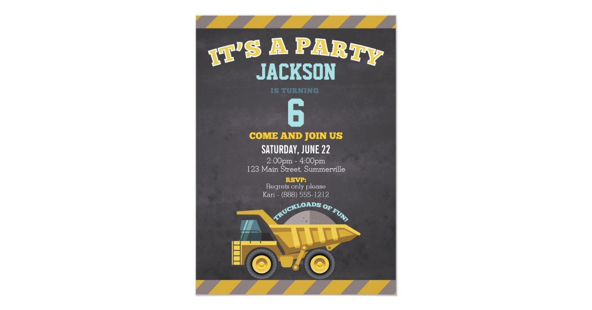 Children's Birthday Invitation (construction) | Zazzle.com