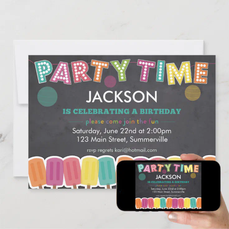 Children's Birthday Invitation - Party Time | Zazzle