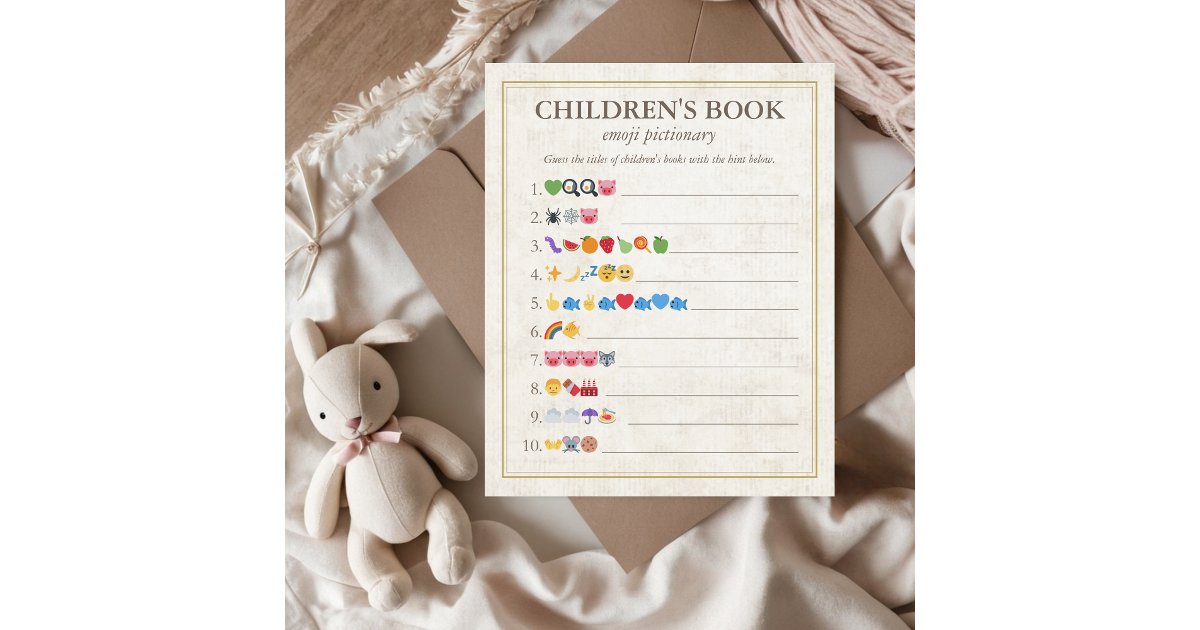 Children's Book Emoji Pictionary Baby Shower Game | Zazzle