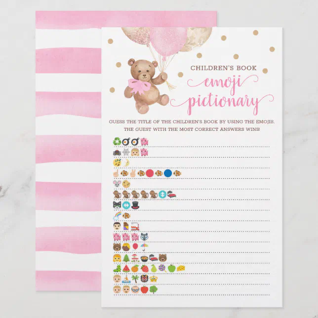 Children's Book Emoji Pictionary Game Teddy Bear | Zazzle
