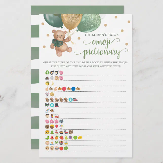 Children's Book Emoji Pictionary Game Teddy Bear | Zazzle