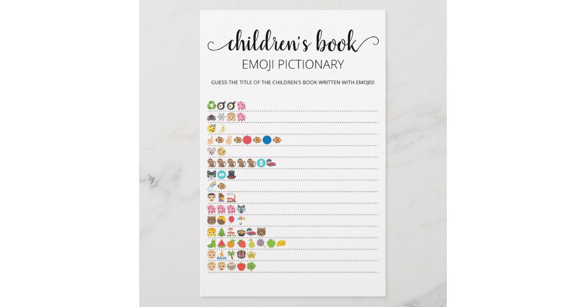 Children's Book Emoji Pictionary game with Answers | Zazzle