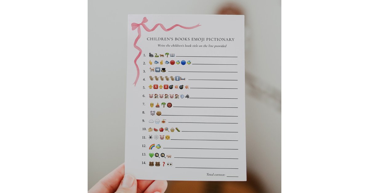 Children's Books Emoji Pictionary Shower Game Invitation | Zazzle