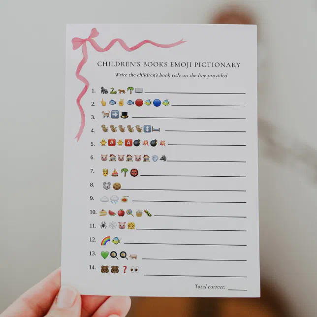Children's Books Emoji Pictionary Shower Game Invitation | Zazzle