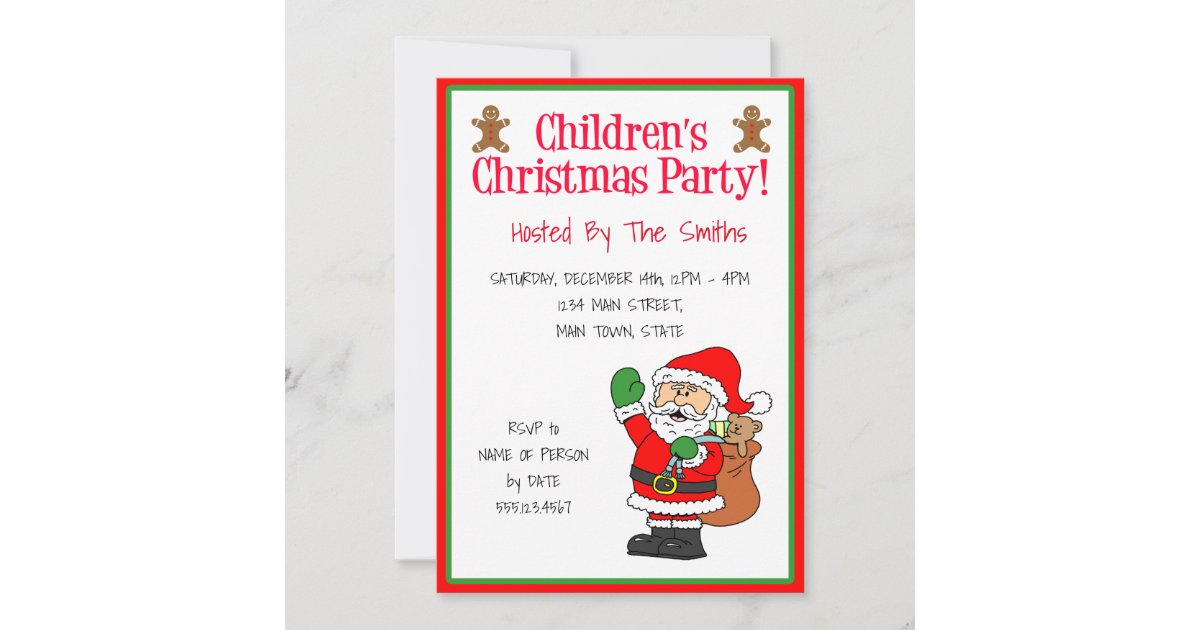Children's Christmas Party Santa Cute Invitation | Zazzle