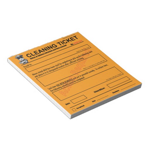 Children's Cleaning Ticket Notepad | Zazzle