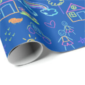 Childrens Doodles Colorful Kids Drawings Gift Wrap | Zazzle