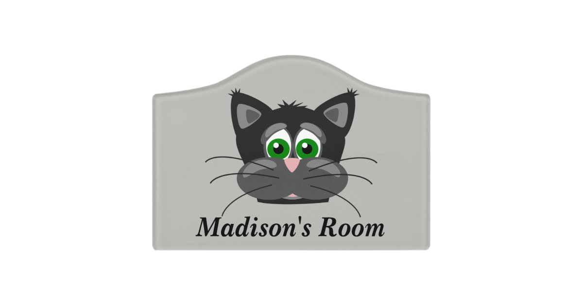 Children's Door Sign Cute Cat | Zazzle
