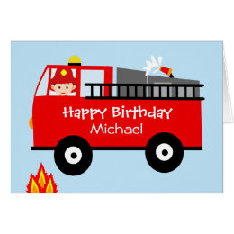 Fire Truck Birthday Cards - Greeting & Photo Cards | Zazzle