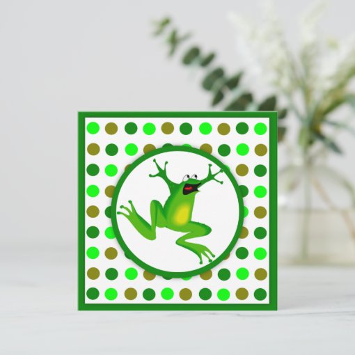 Children's Frog and Green Polka Dots Birthday Invitation | Zazzle