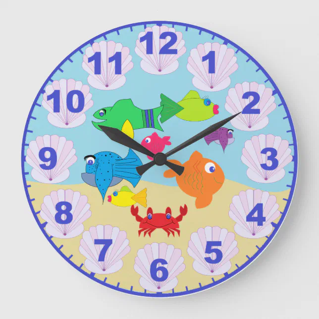Children's Fun Aquarium Fish Clock with Numbers | Zazzle