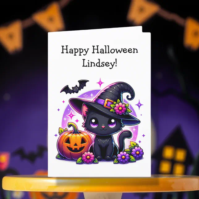 Children's Halloween Black Cat and Coloring Page Card | Zazzle