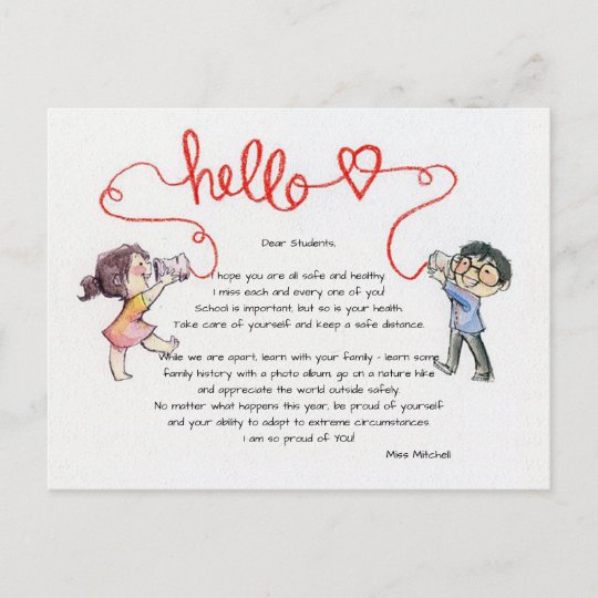 Children's Hello from Teacher Postcard | Zazzle