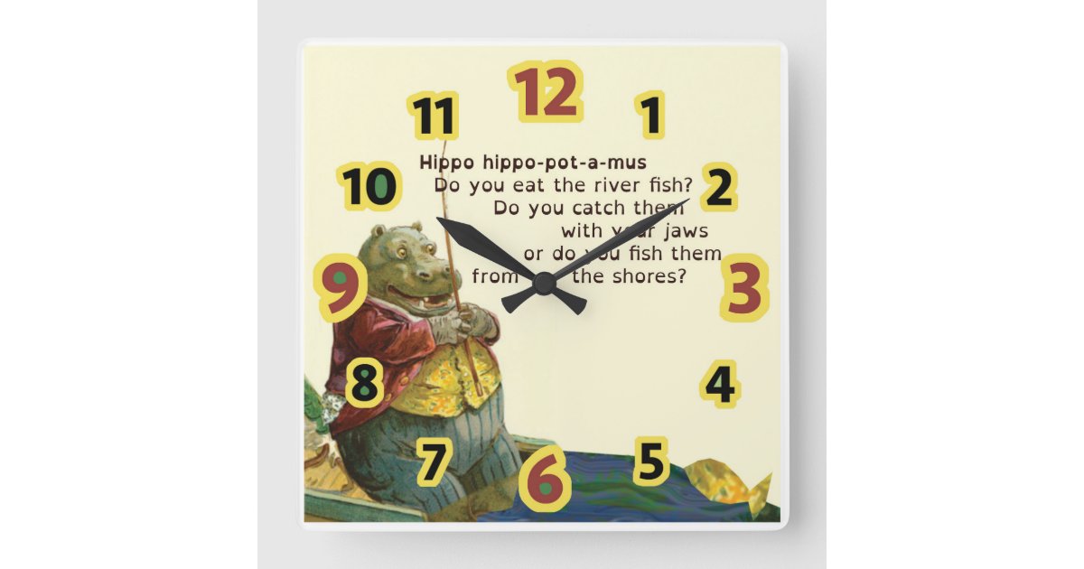 Children's Hippo clock | Zazzle