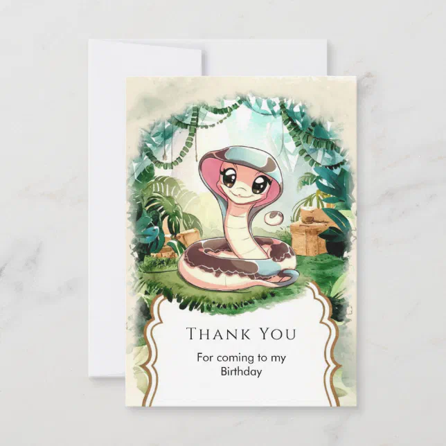Children's Magical Snake Birthday Thank You Card | Zazzle