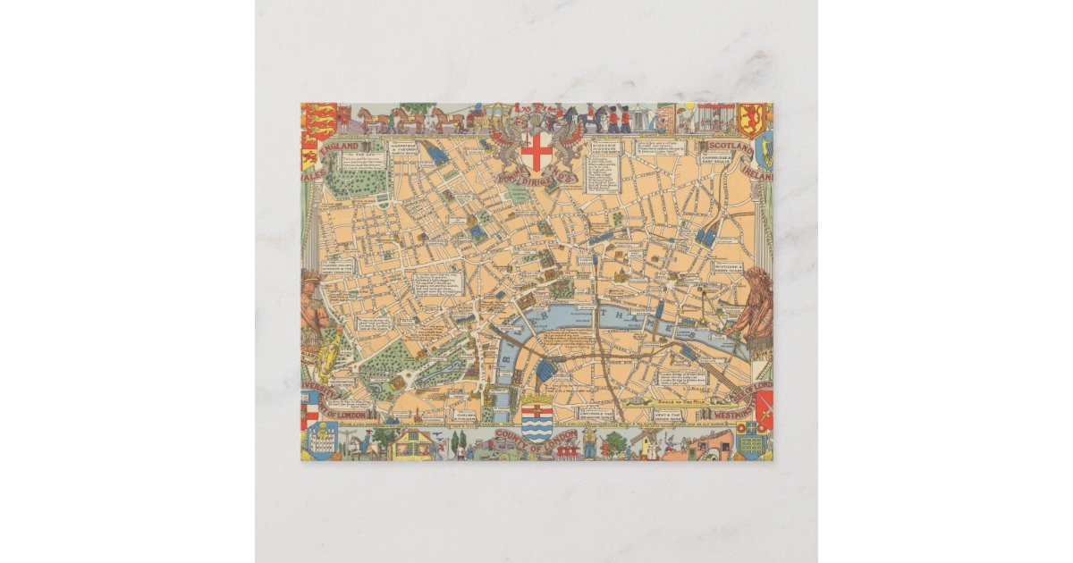 Children's Map of London, England Postcard | Zazzle
