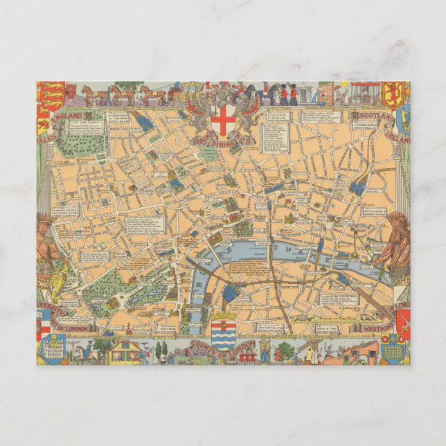 Children's Map of London, England Postcard | Zazzle