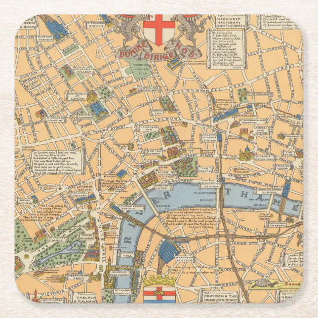 Children's Map of London, England Square Paper Coaster | Zazzle