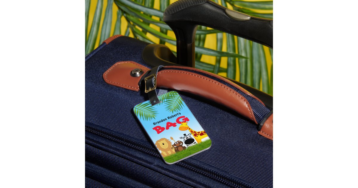 Children's Name Tag | Safari Animals Travel | Zazzle