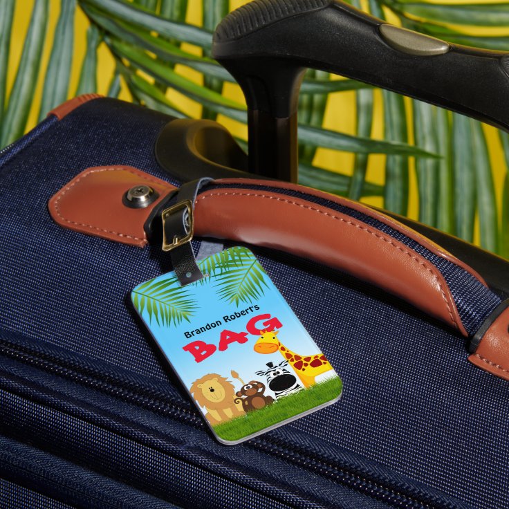 Children's Name Tag | Safari Animals Travel | Zazzle