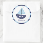 Childrens Nautical Sail Boat Birthday Sticker | Zazzle