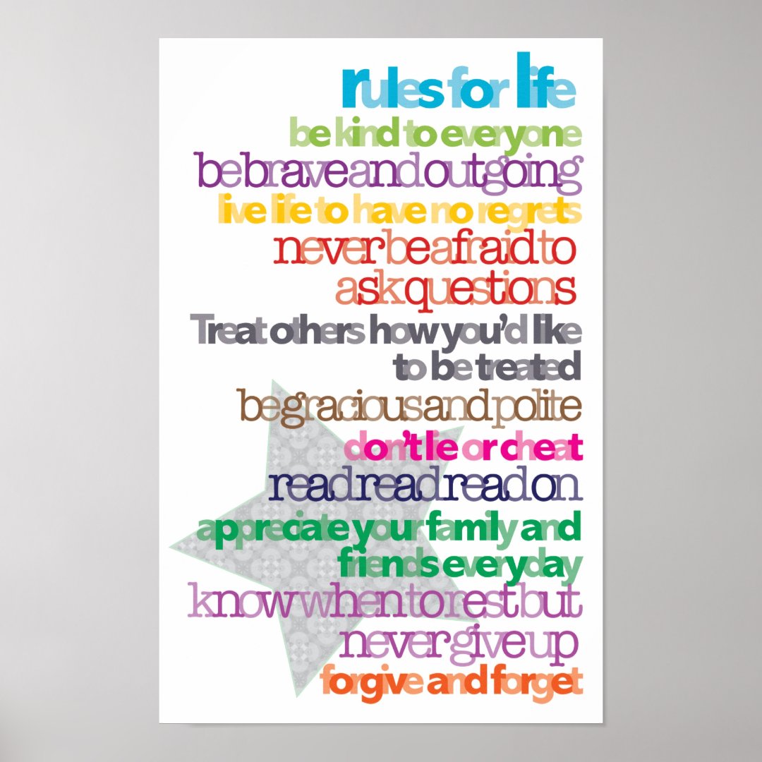 Children's Rules for Life Poster | Zazzle
