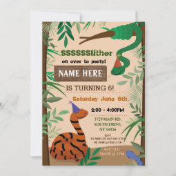 Children's Snake Birthday Party Reptile Snakes Invitation | Zazzle