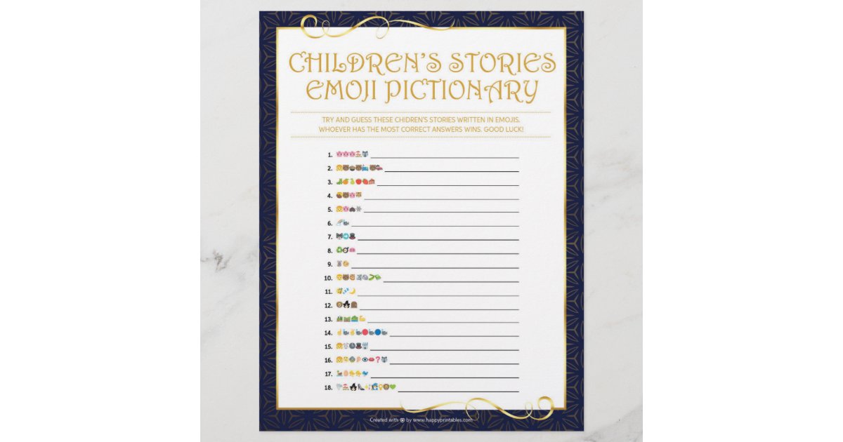 Children's Stories Emoji Pictionary [Golden Blue] Letterhead | Zazzle