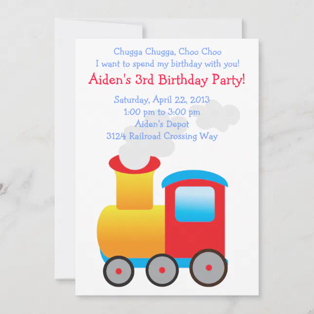 Children's Train Party Invitation | Zazzle