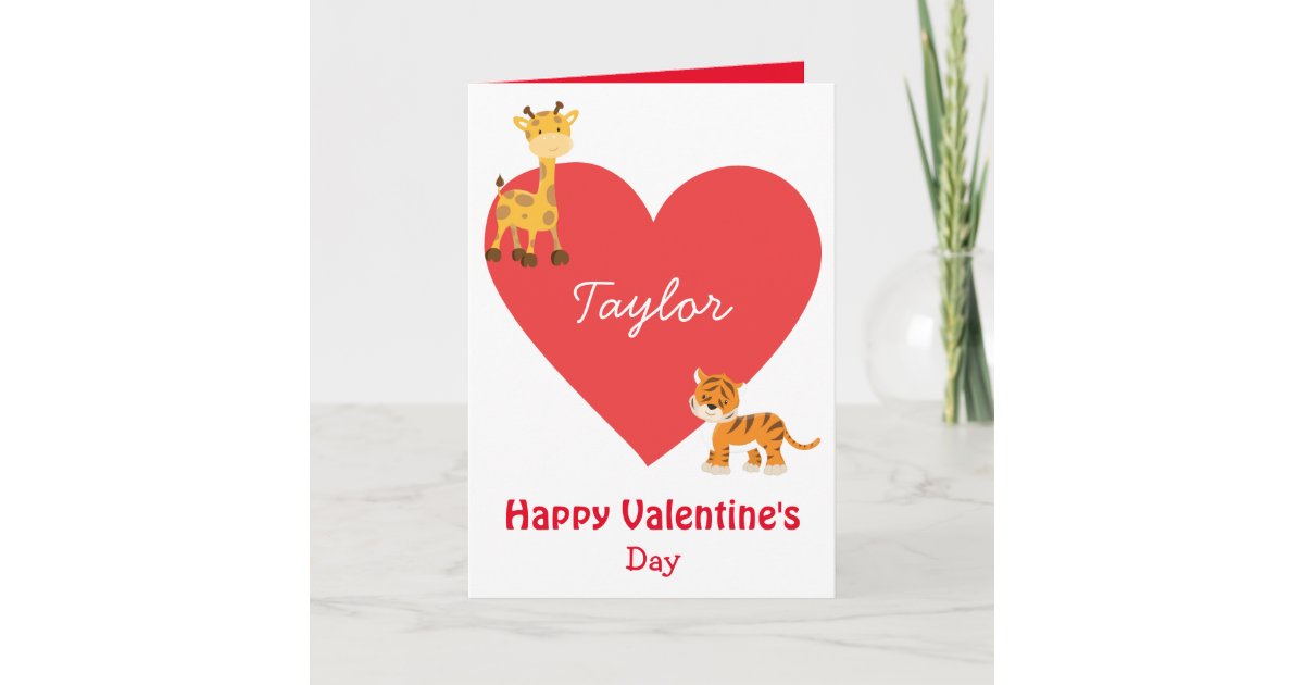Children's Valentine Day Safari Card | Zazzle