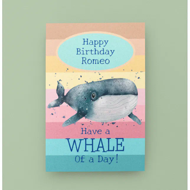 Childrens Whale Birthday Card | Zazzle