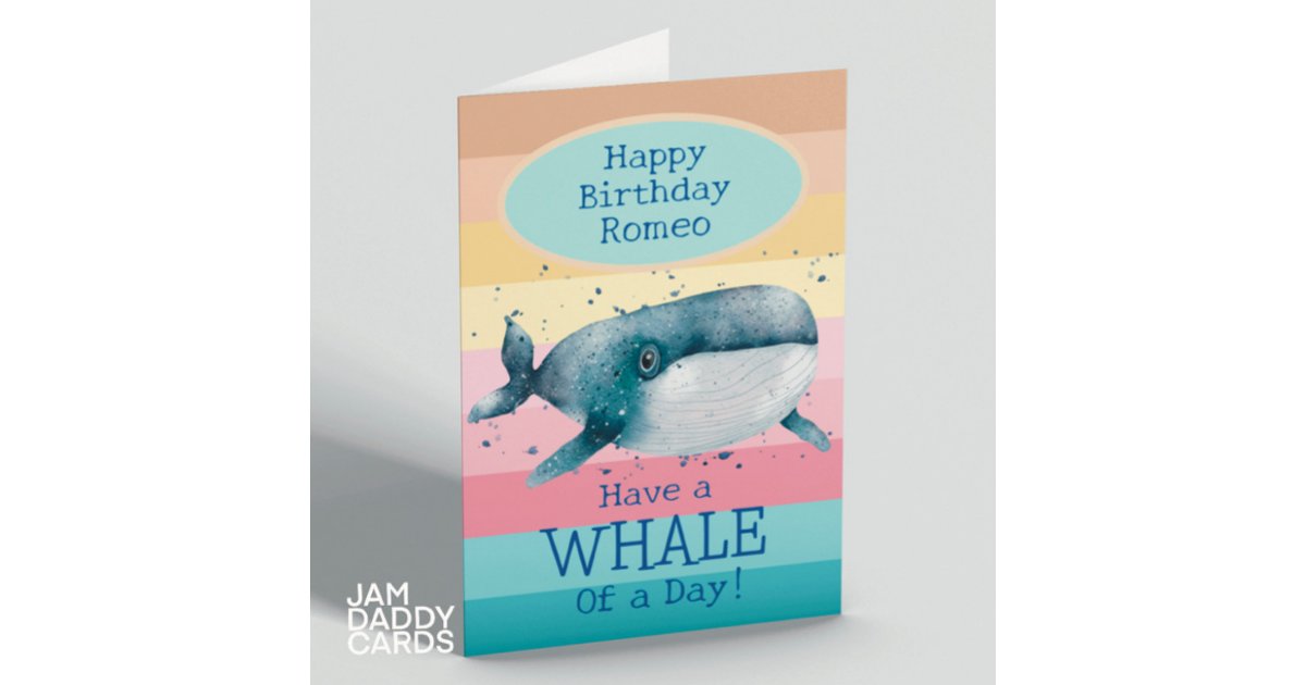 Childrens Whale Birthday Card | Zazzle