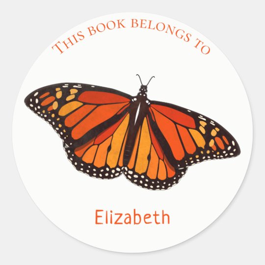 child's book label w Monarch Butterfly | Zazzle.com