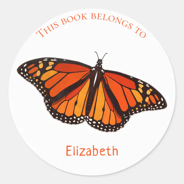 child's book label w Monarch Butterfly | Zazzle