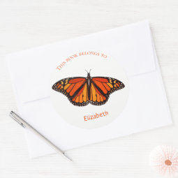 child's book label w Monarch Butterfly | Zazzle